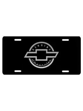 Accents | Old Style Chevrolet Logo On Black Metal Aluminum License ...